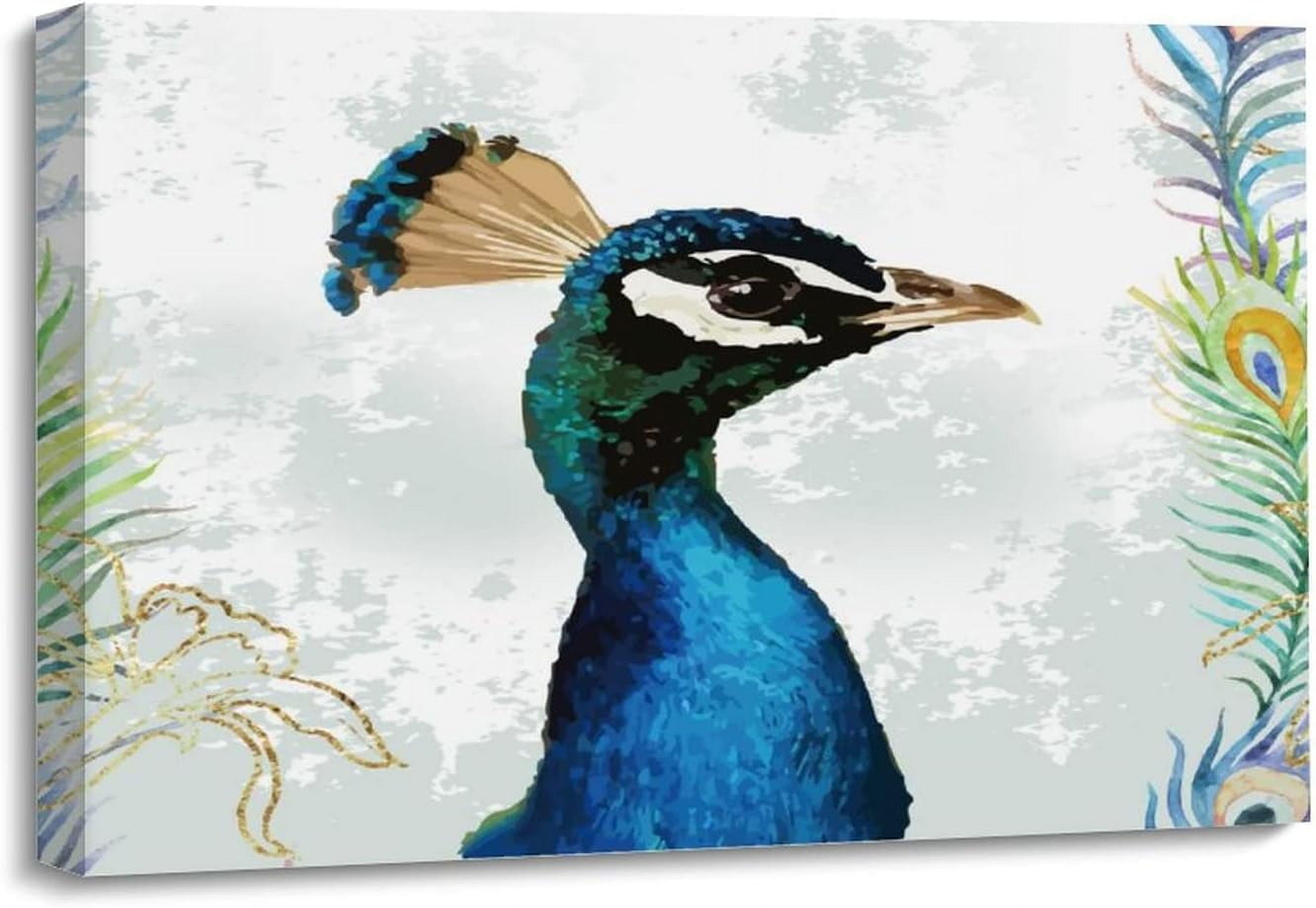 AABERIC Wall Prints Crowned Peacock Canvas Print Wall Art Peacock ...