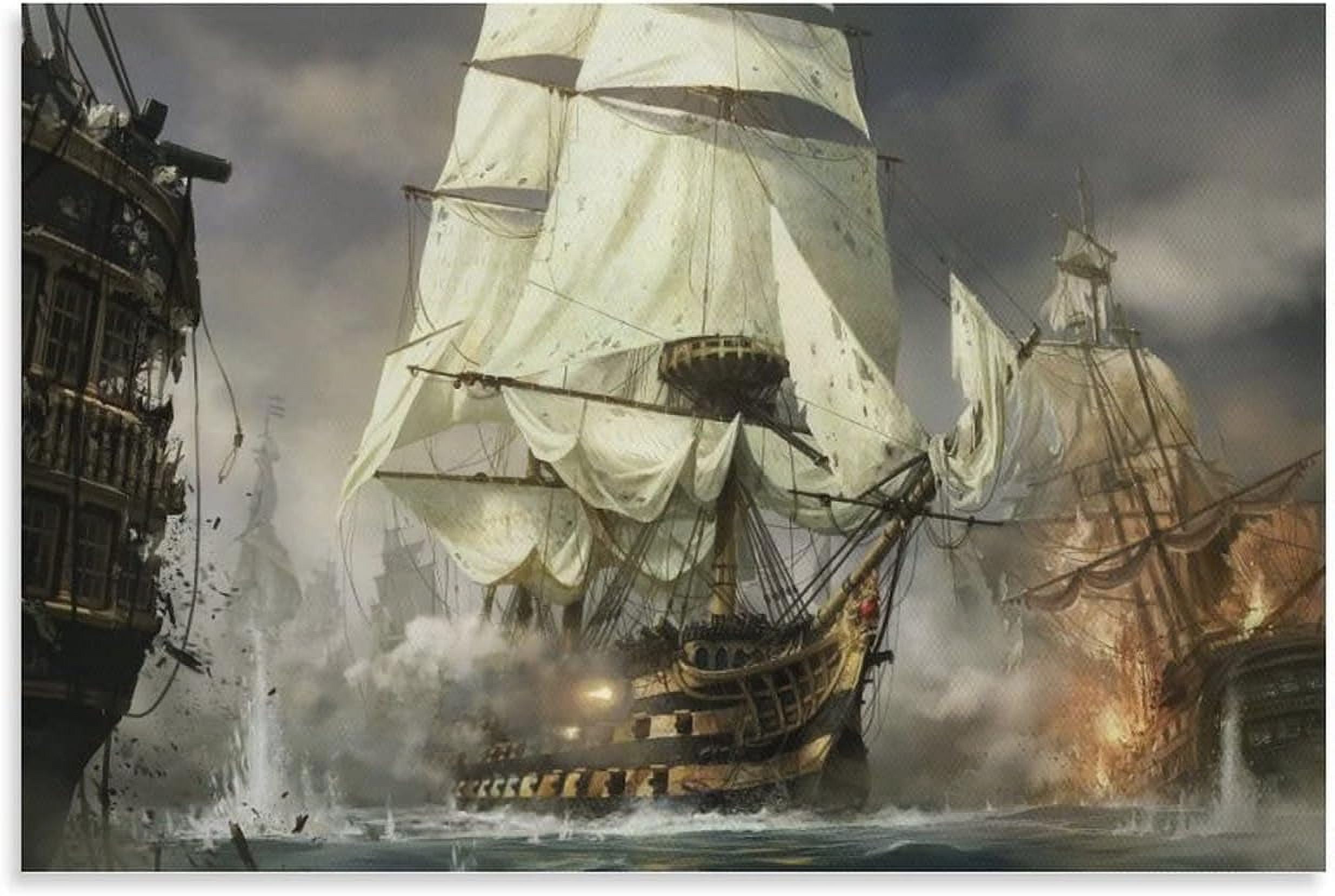 AABERIC A War of Sails in 1715 HMS Victory Battle of Trafalgar Canvas ...