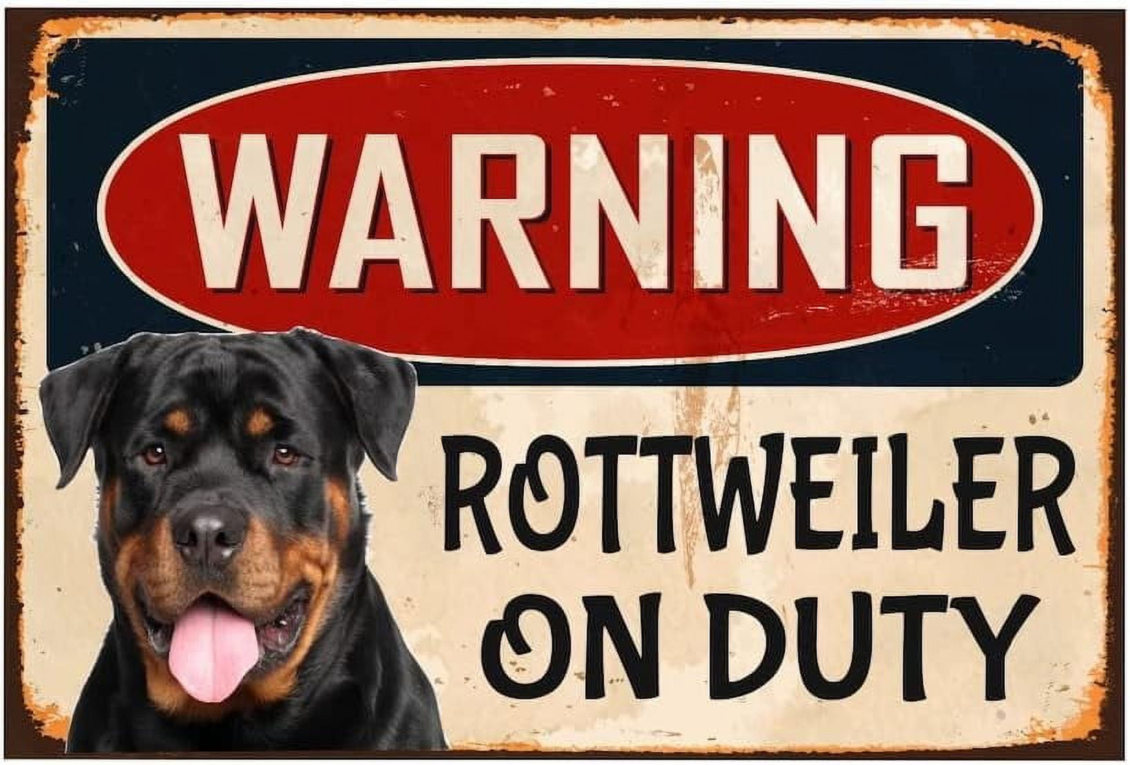 AABERIC Warning Rottweiler on Duty Metal Tin Sign Warning Sign Safety ...