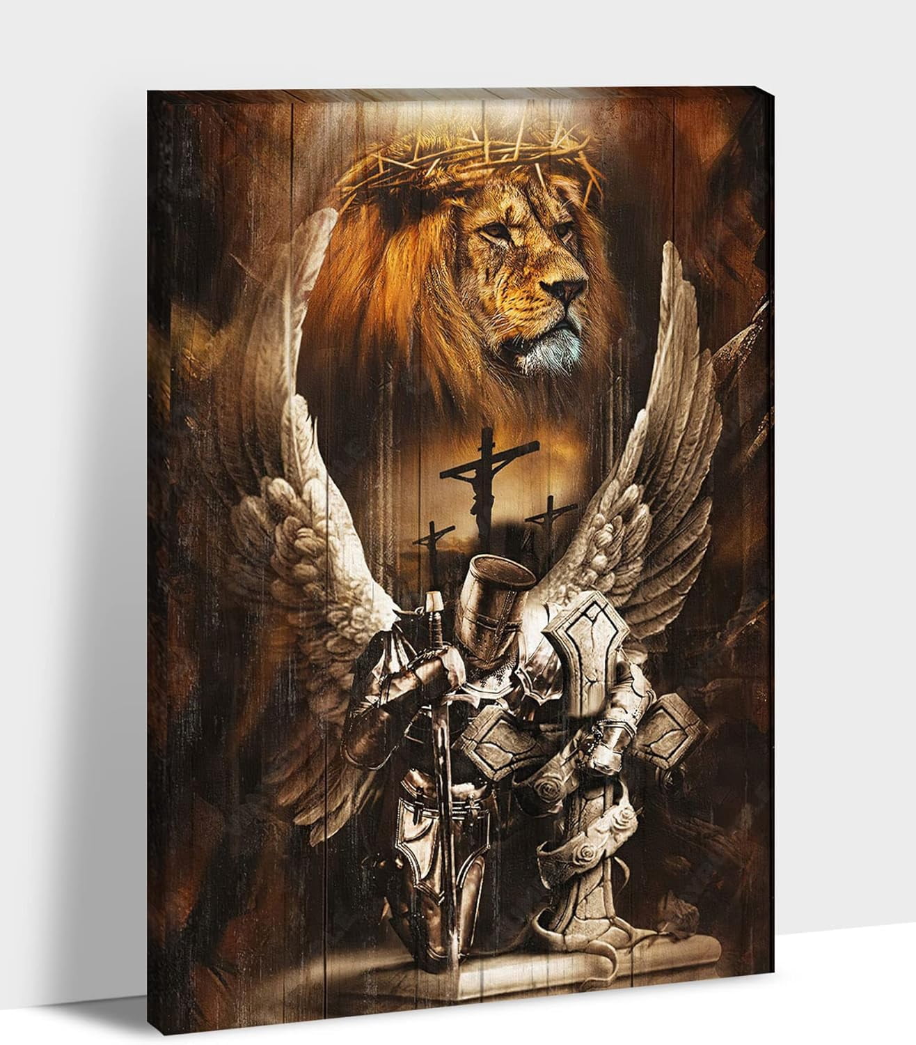 AABERIC Warrior And Lion Wall Art Angel Warrior Poster For Decor, Armor ...