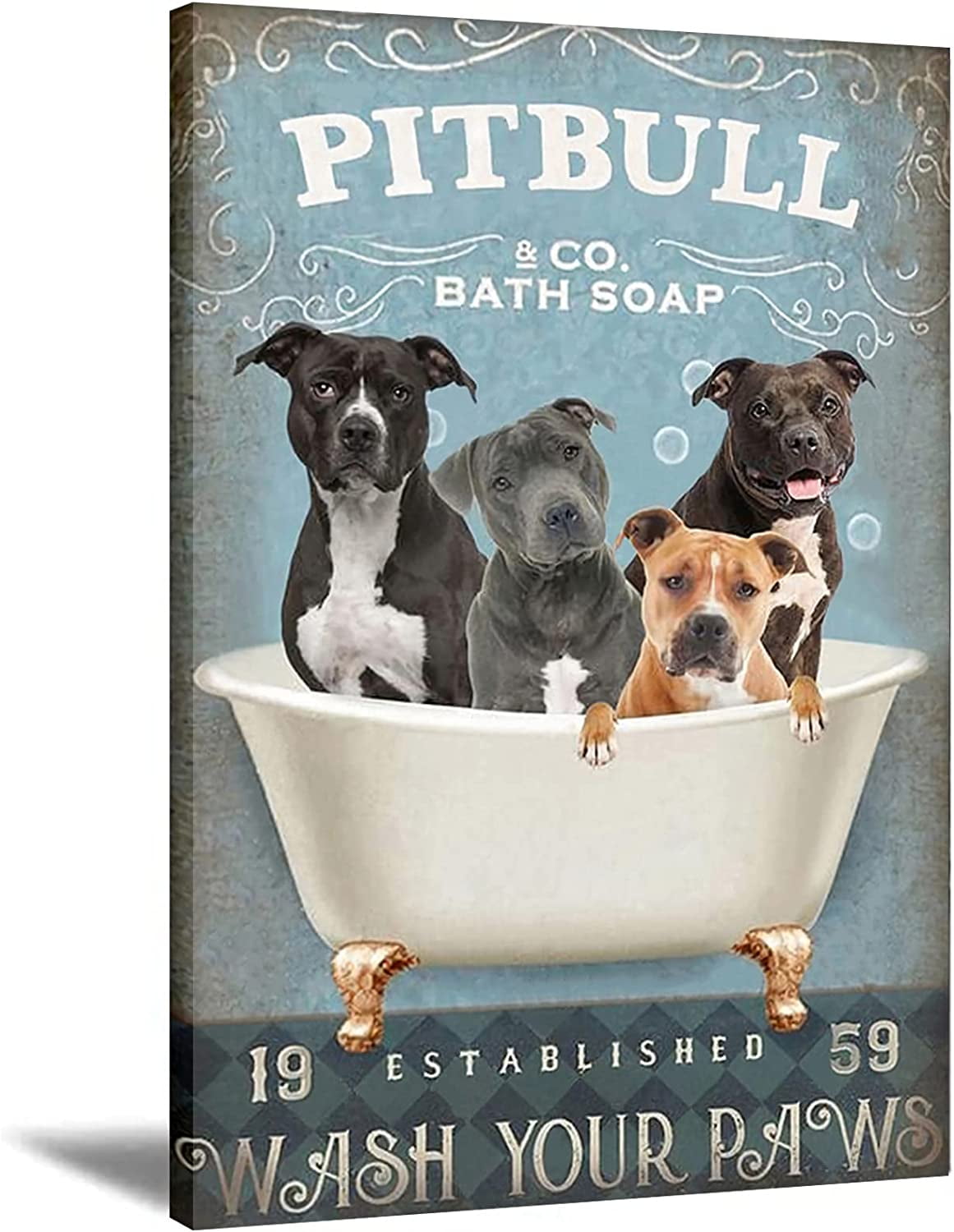 AABERIC Wash Your Paws Posters Fancy Pitbull Bath Soap Established ...