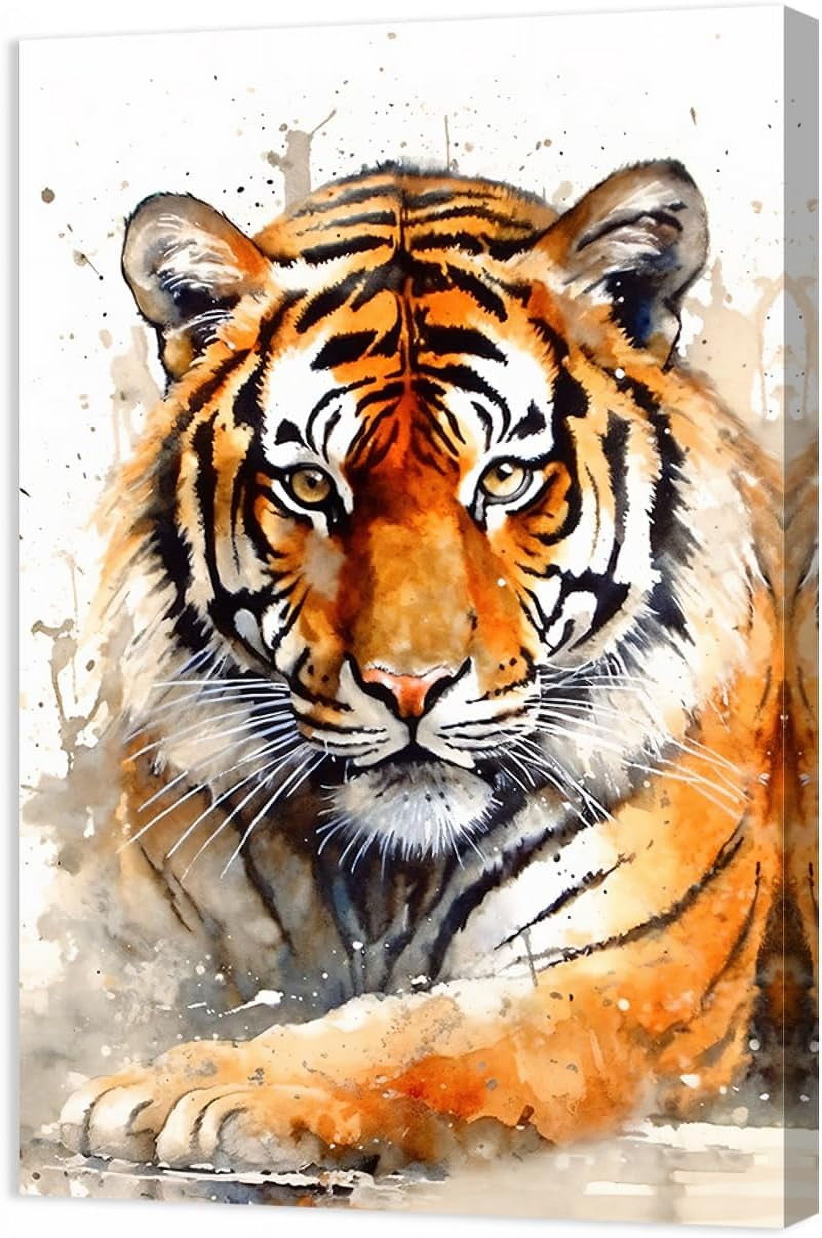 AABERIC Watercolor Animal Canvas Wall Art Abstract Tiger Painting ...