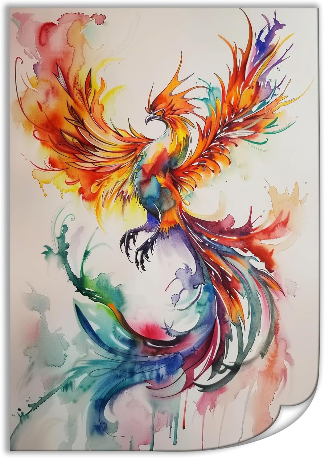AABERIC Watercolor Flame Bird Fantasy Phoenix Rising Poster Paintings ...