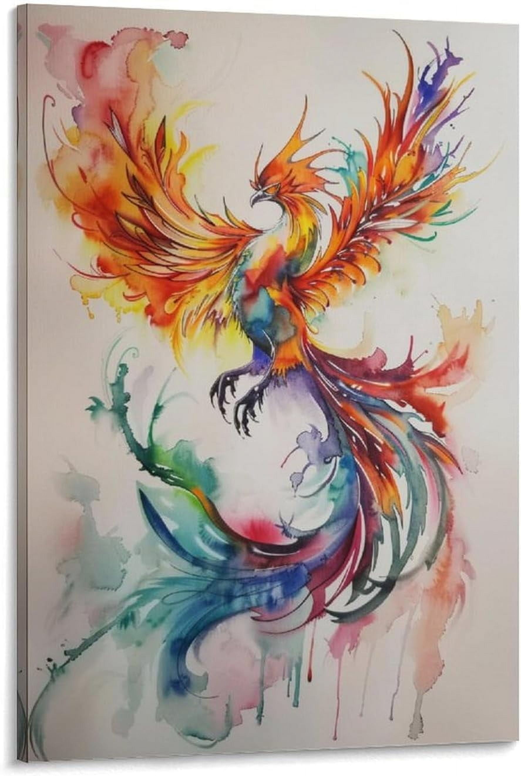 AABERIC Watercolor Flame Bird Fantasy Phoenix Rising Poster Paintings ...