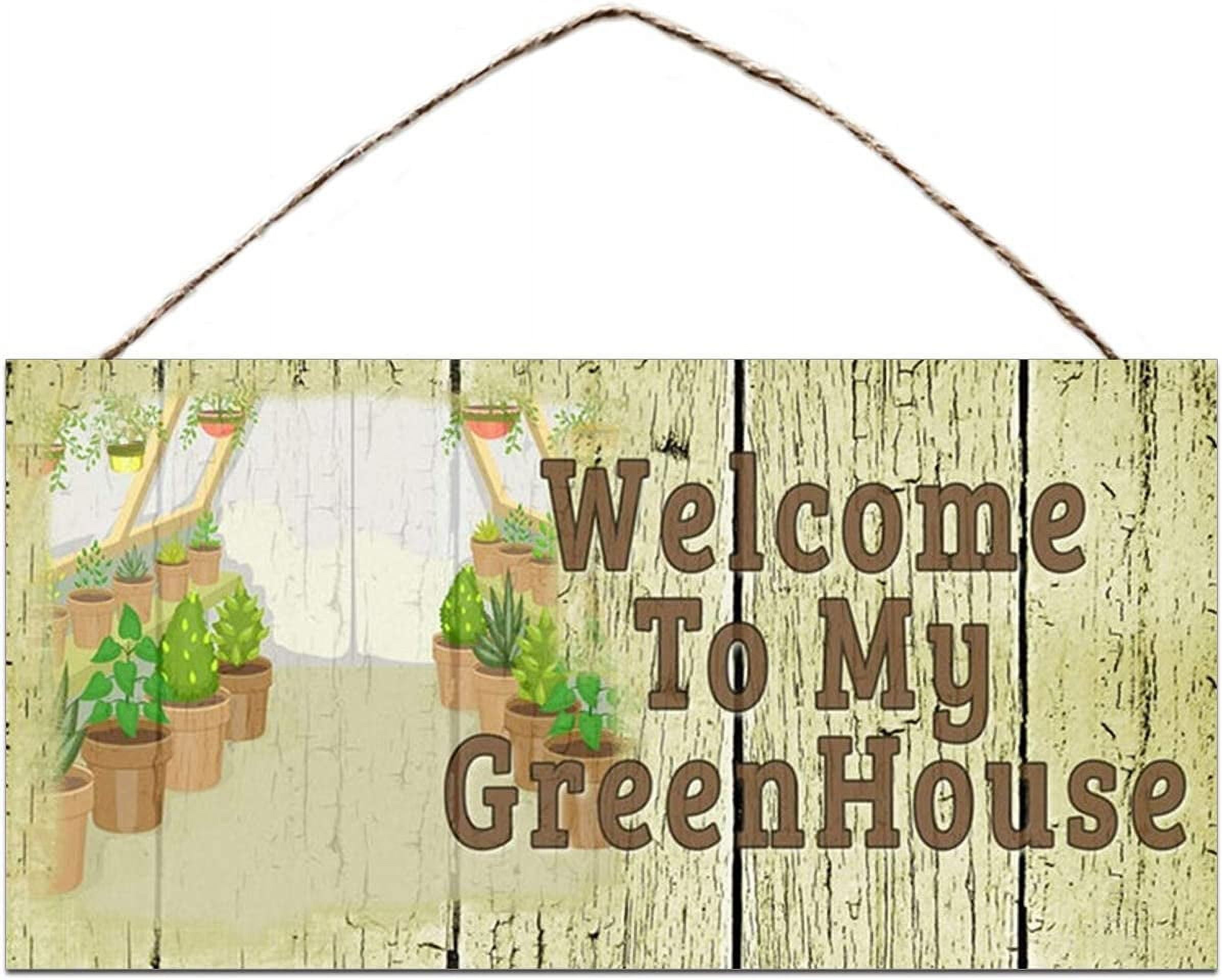 AABERIC Welcome to My Greenhouse Sign, Shabby Chic Garden Sign, 5" x 10 ...