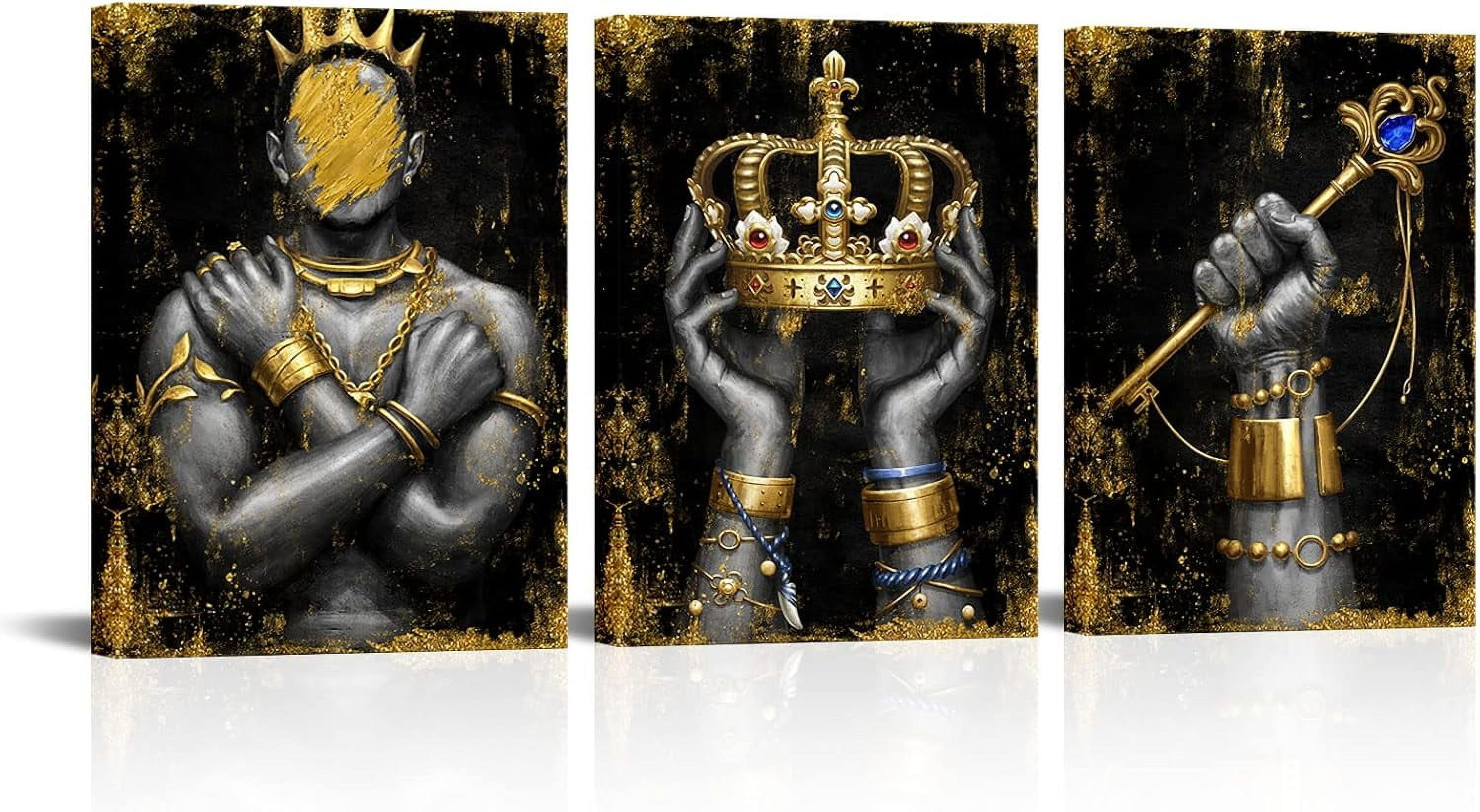AABERIC Welmeco Black and Gold African American Man Canvas Wall Art ...
