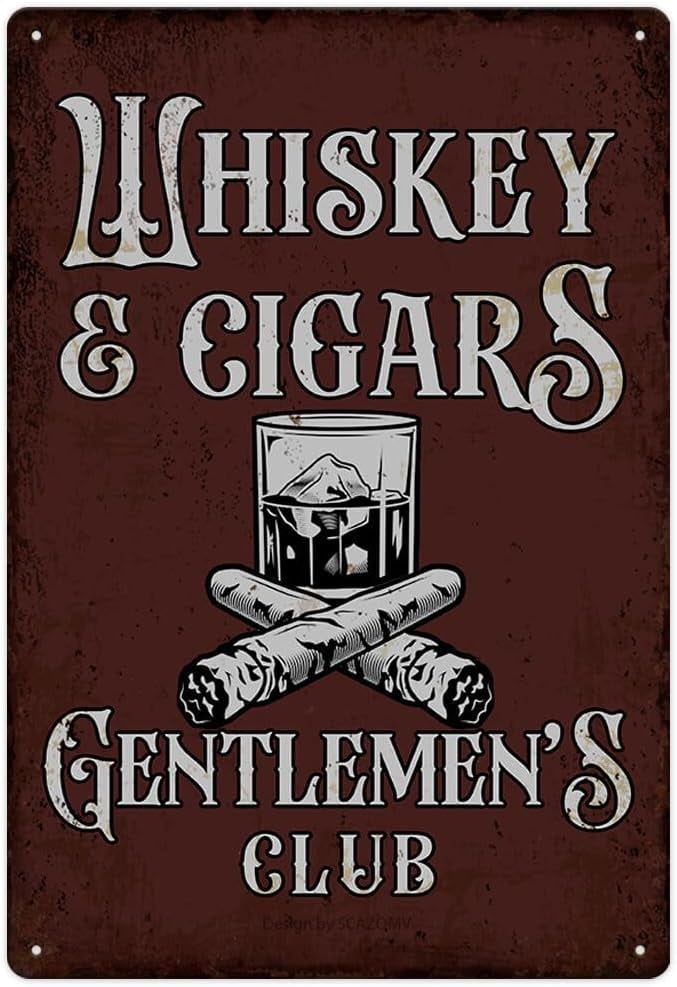 AABERIC Whiskey And Cigar Bar Metal Sign Gentlemen's Club Tin Signs ...