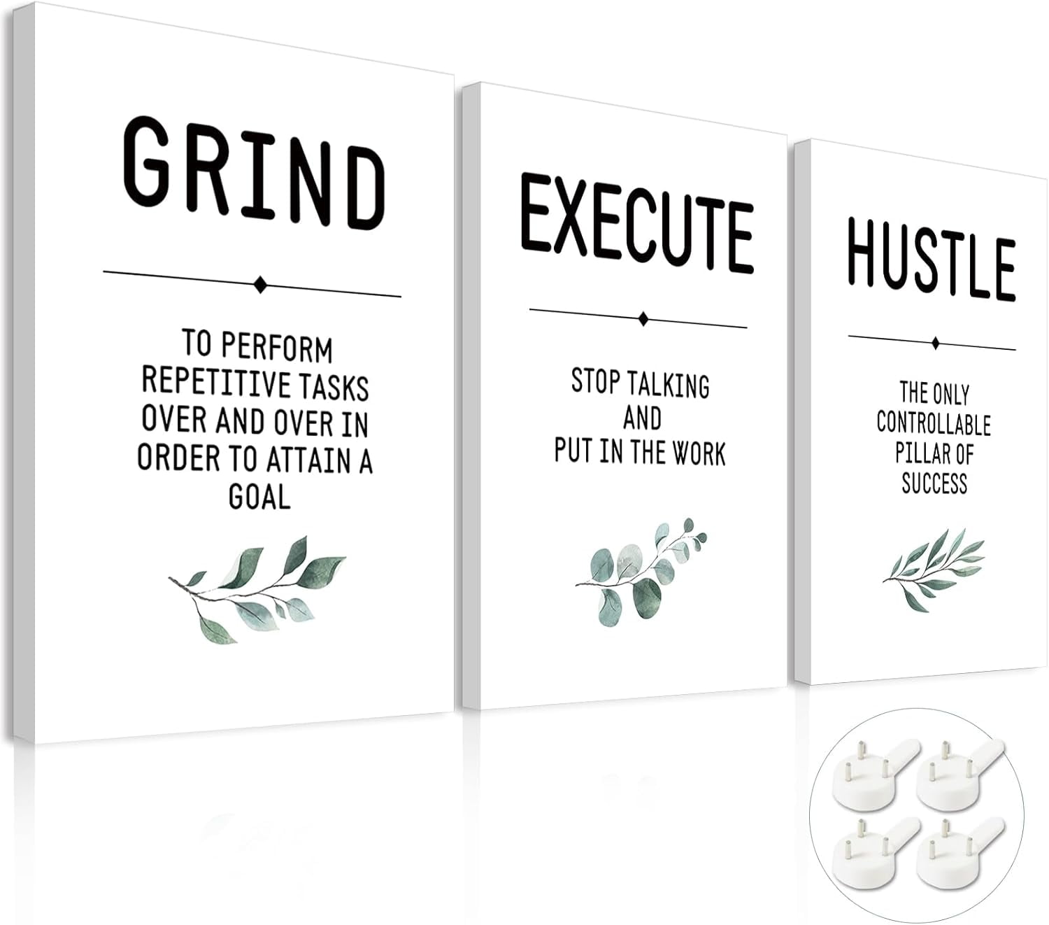 AABERIC White Canvas Wall Art Set of 3, Motivational Quote with ...