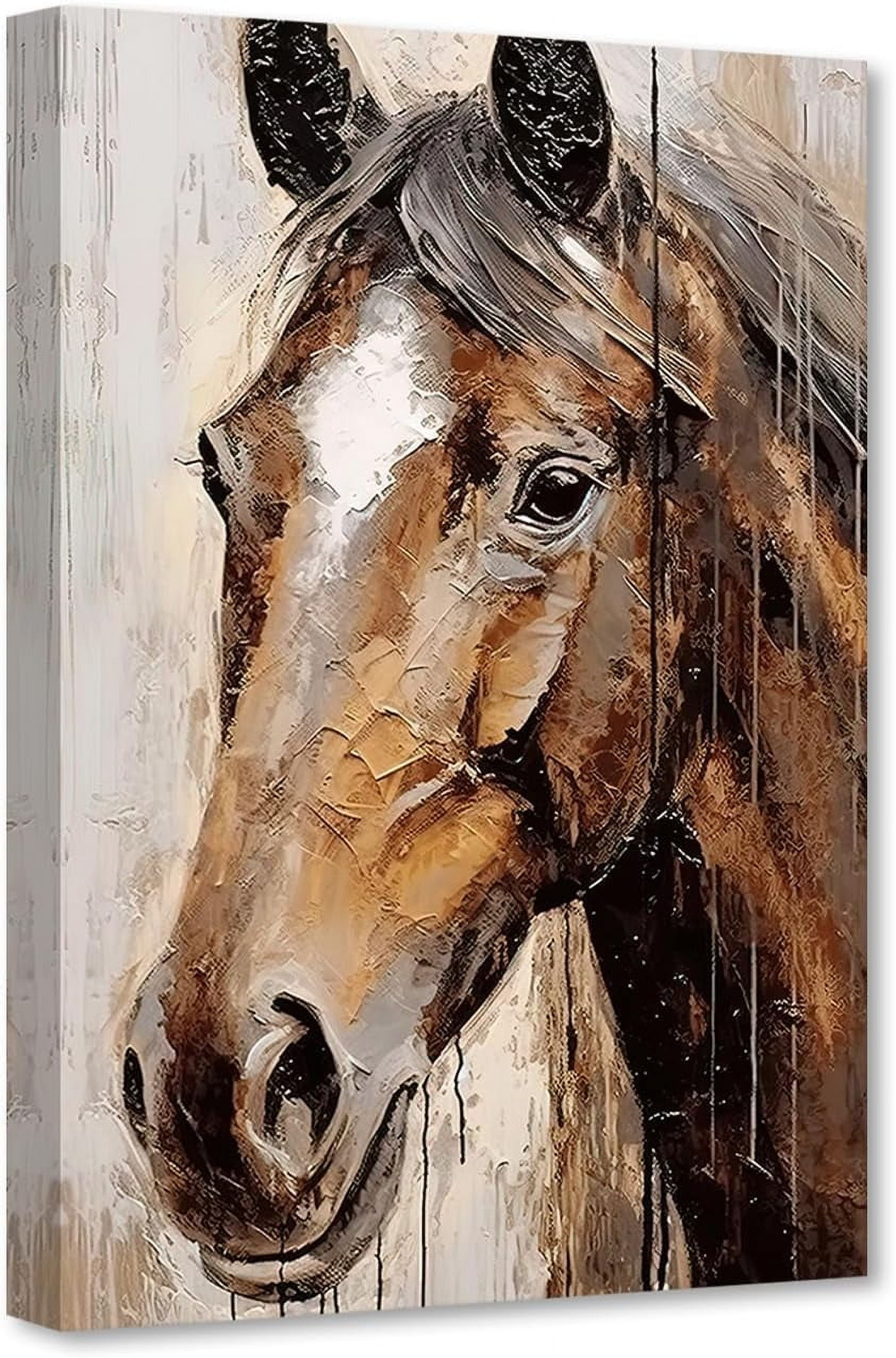 AABERIC White Horse Canvas Wall Art Horse and Pink Floral Picture ...