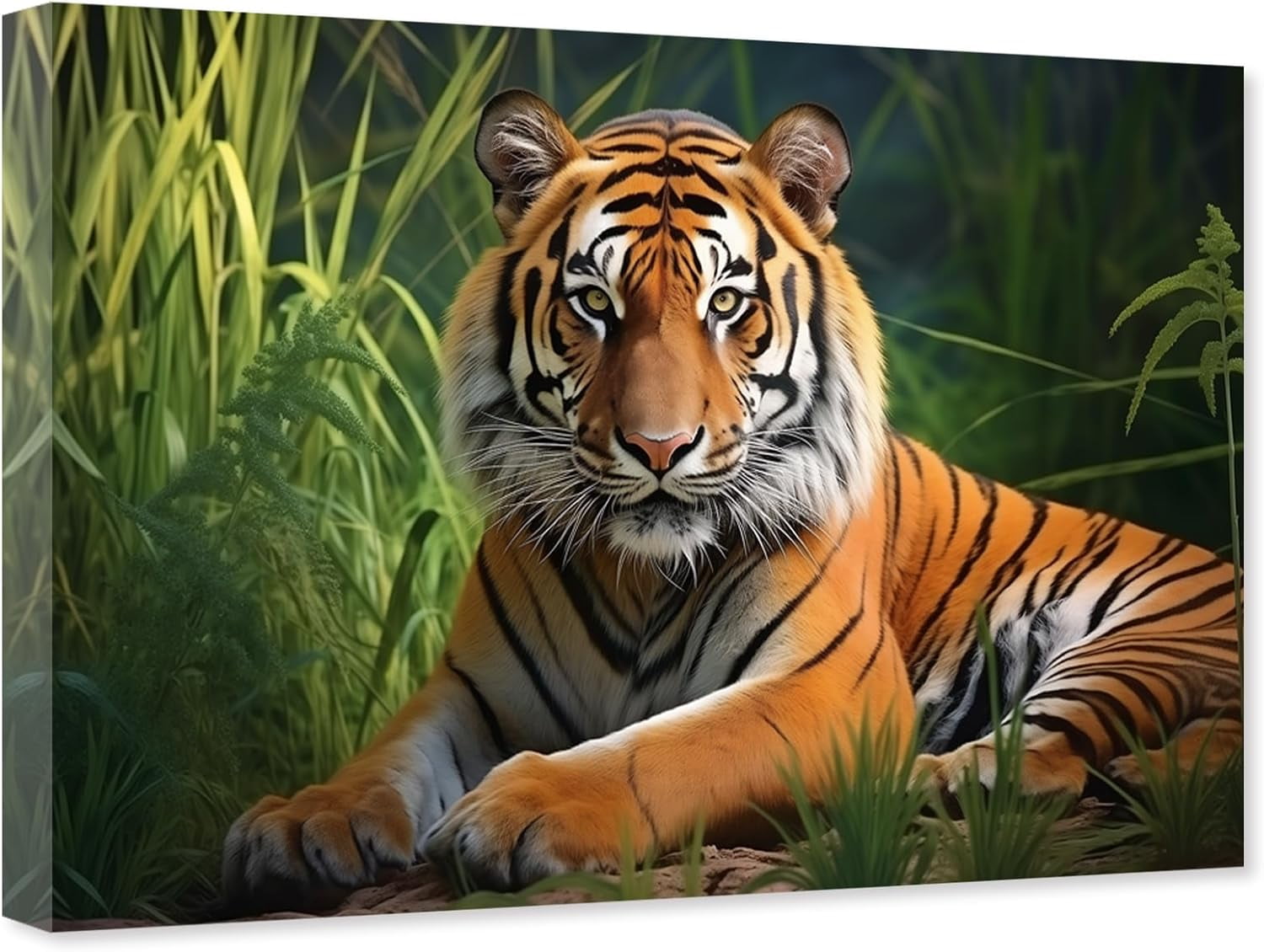 AABERIC White Tiger Canvas Wall Art Bengal Tiger Picture Print Black ...