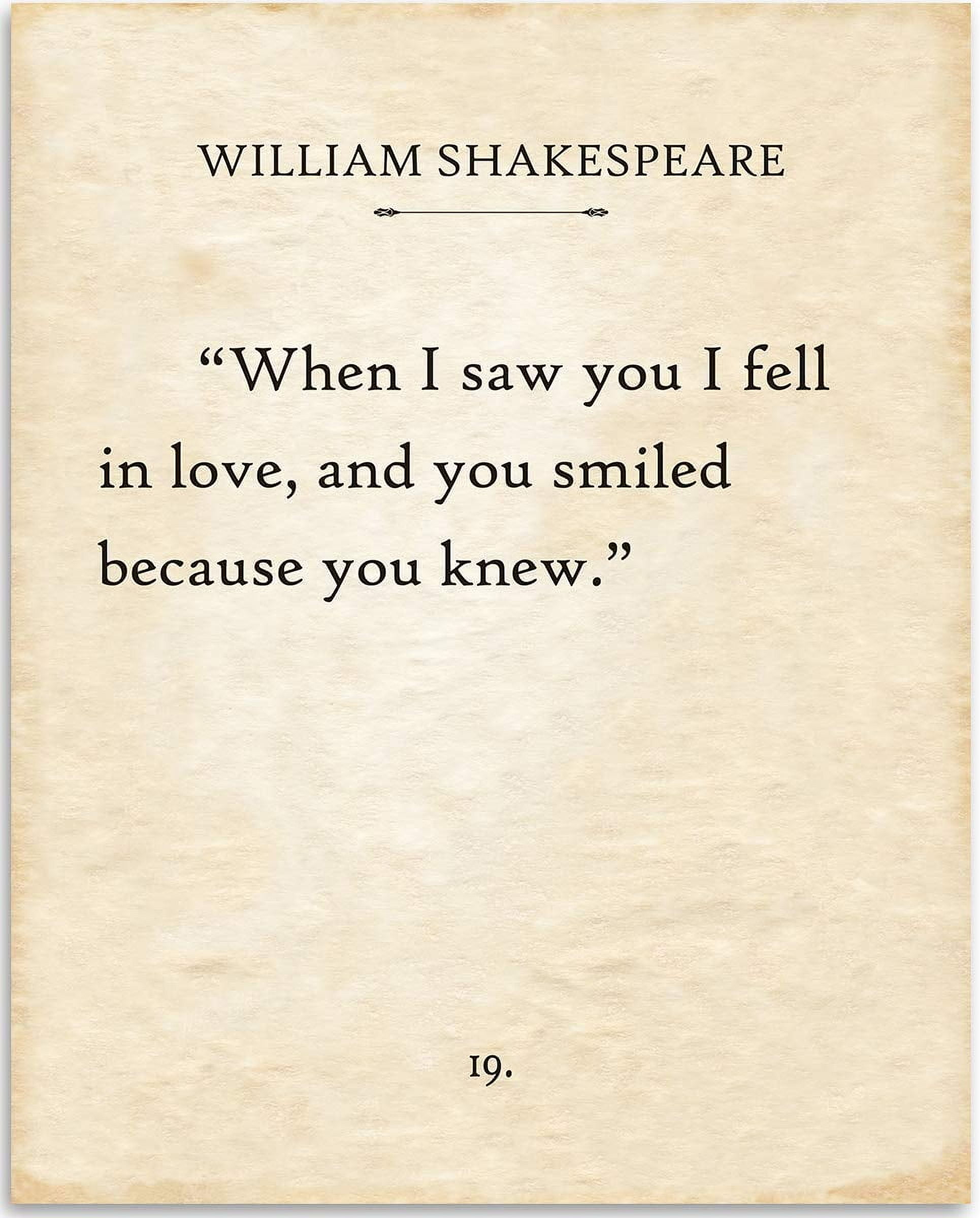 AABERIC William Shakespeare When I Saw You I Fell Love Book Page Quote ...