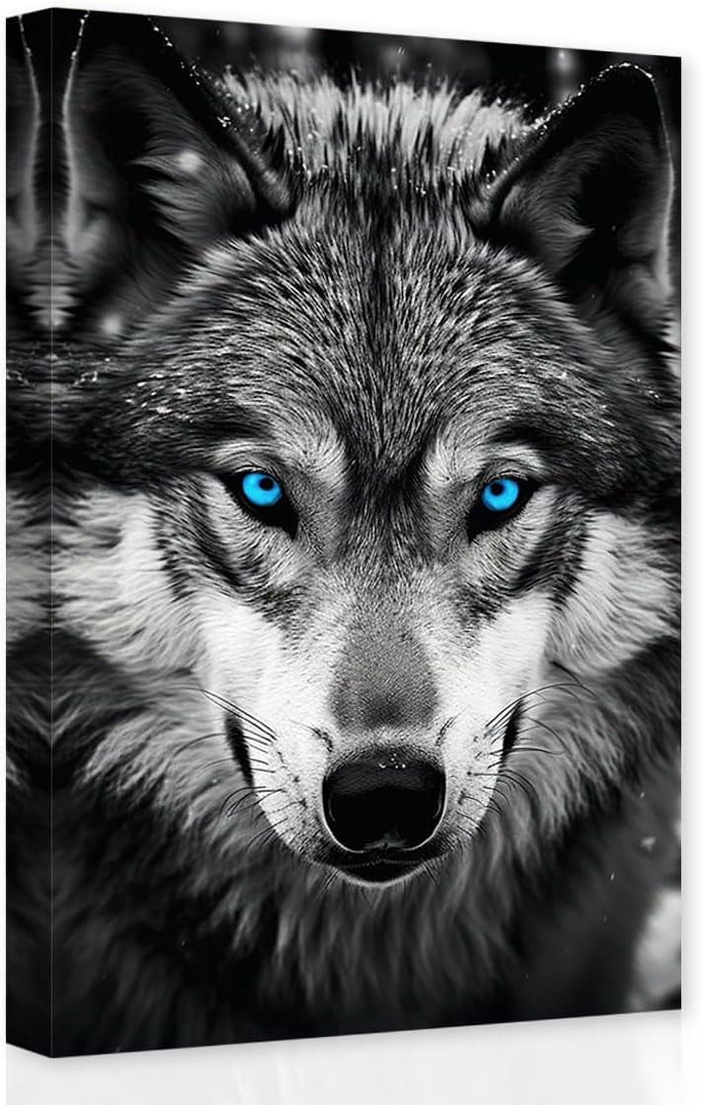 AABERIC Wolf Canvas Wall Art Wild Animals Wall Pictures Black and White ...