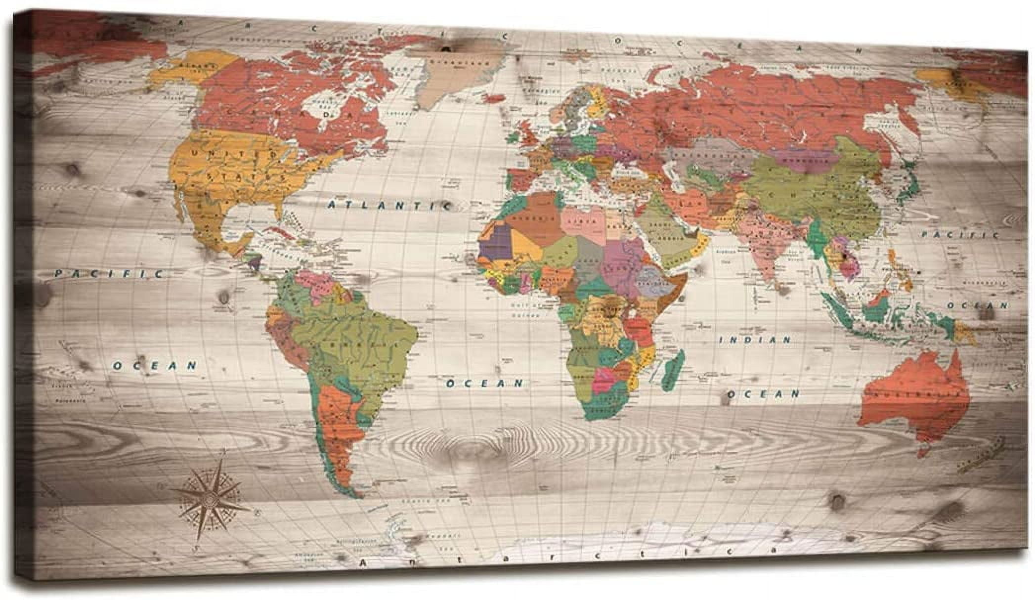 AABERIC World Map Poster Wall Art for Office Decor Vintage Photos ...