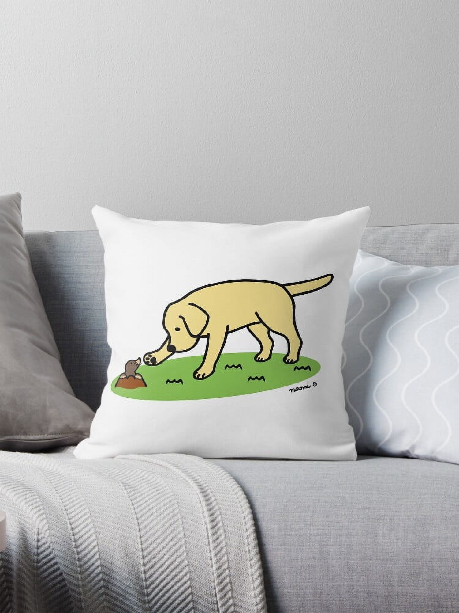 AABERIC Yellow Labrador and Mole Friend Throw Pillow Covers Cases Cushion Cover Case Sofa es Two ...