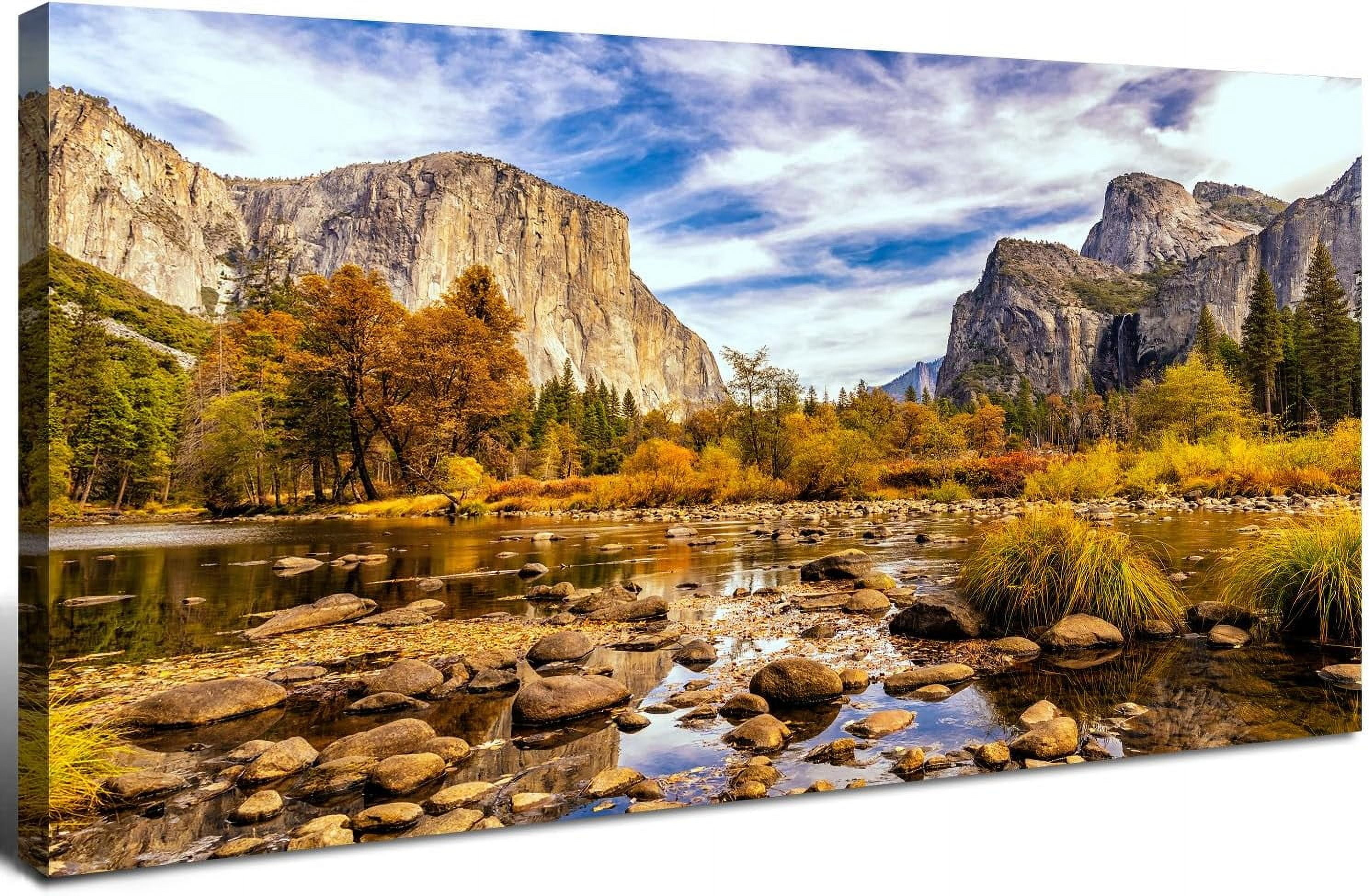 AABERIC Yosemite Valley Mountain Wall Art Panorama of National Park ...