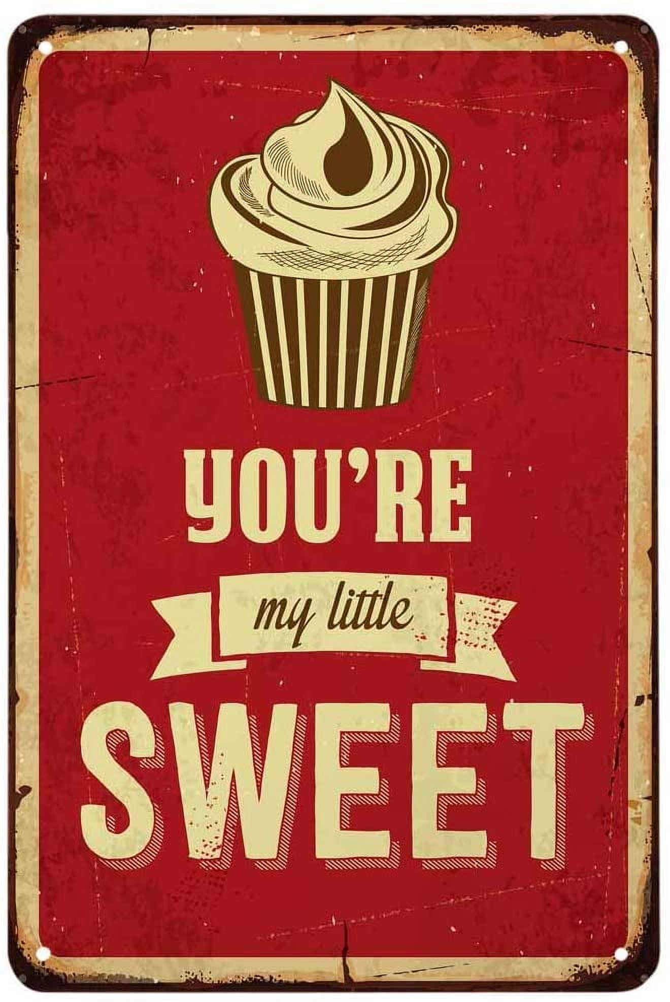 AABERIC You are My Little Sweet Tin Sign,Cake with Letter Red Vintage ...