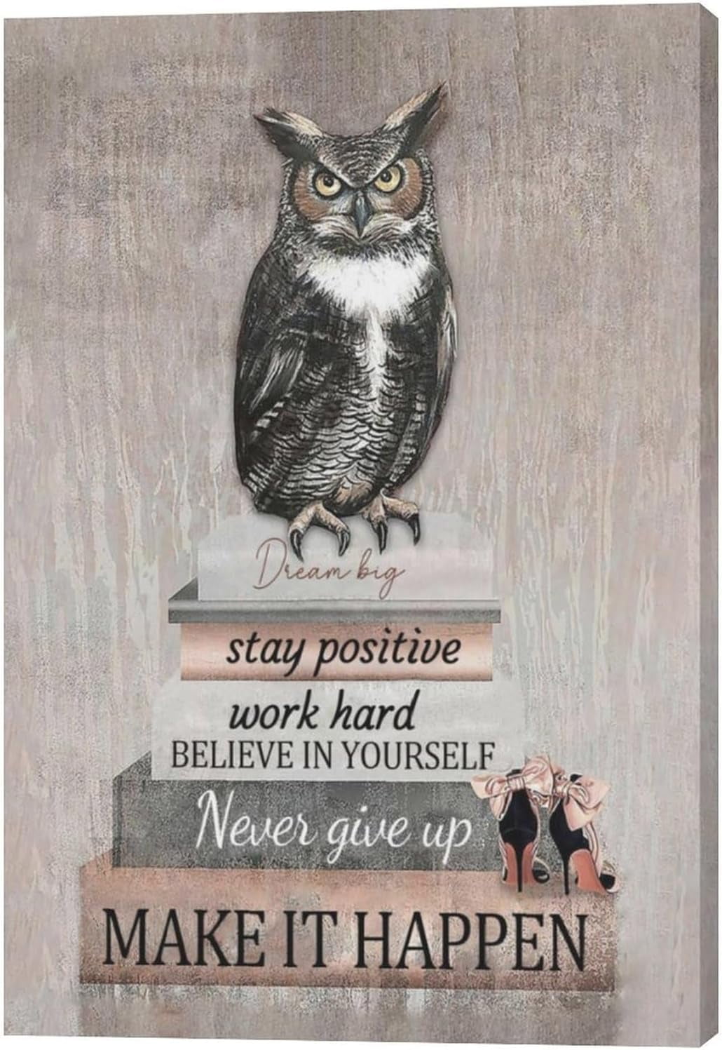 AABERIC inspirational Owl Wall Art Motivational Quotes Owl Books Heel ...