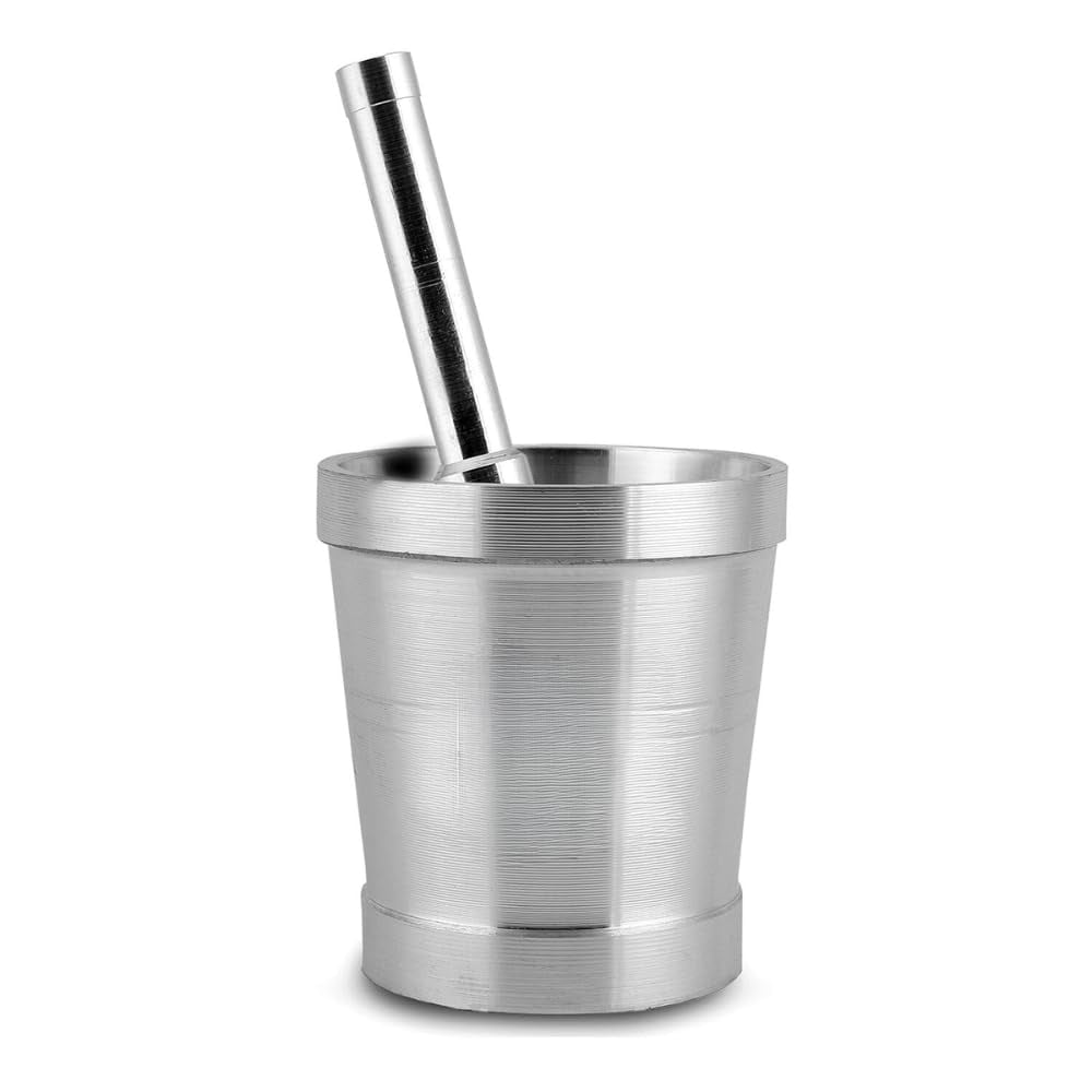 AABHAAR Kitchen Khalbatta Okhli Masher Mortar and Pestle Set Aluminium ...