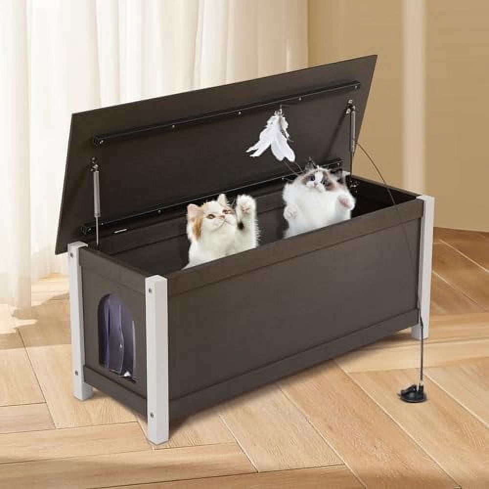 AACULEPT Cat Litter Box Enclosure, All Weather Outdoor Bench with Cat ...