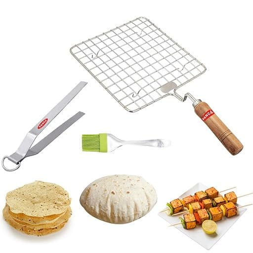 AADHIK Papad Jali Roast With Spatula and Tong Paneer Grill Roti Maker ...