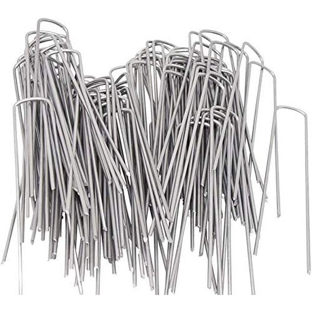 "AAGUT 100 Pack Heavy Duty 6"" Metal Pins, Galvanized Garden Staples ...