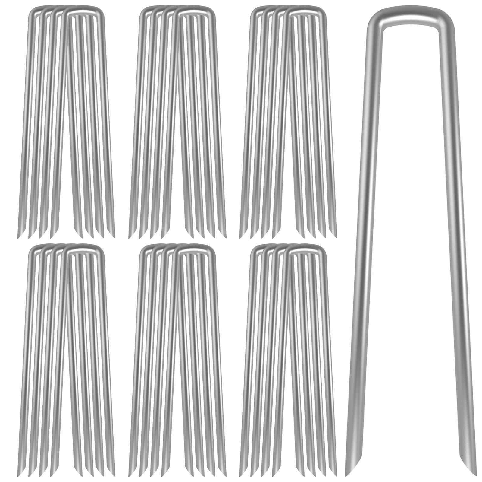 AAGUT 12 Inch 25 Pack Galvanized Tent Stakes, 11 Gauge Steel Landscape ...