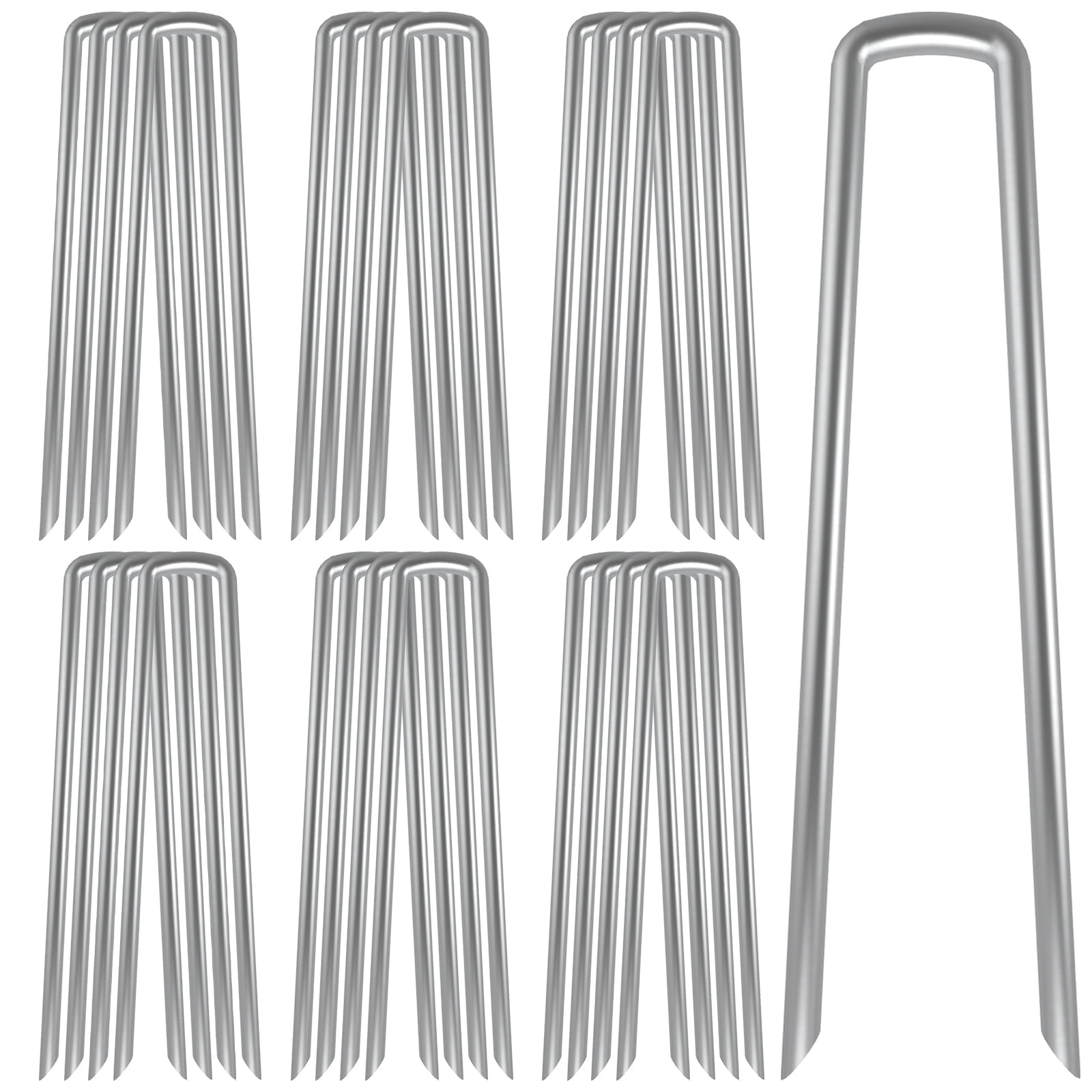 AAGUT 12 Inch 25 Pack Galvanized Tent Stakes, 11 Gauge Steel Landscape ...