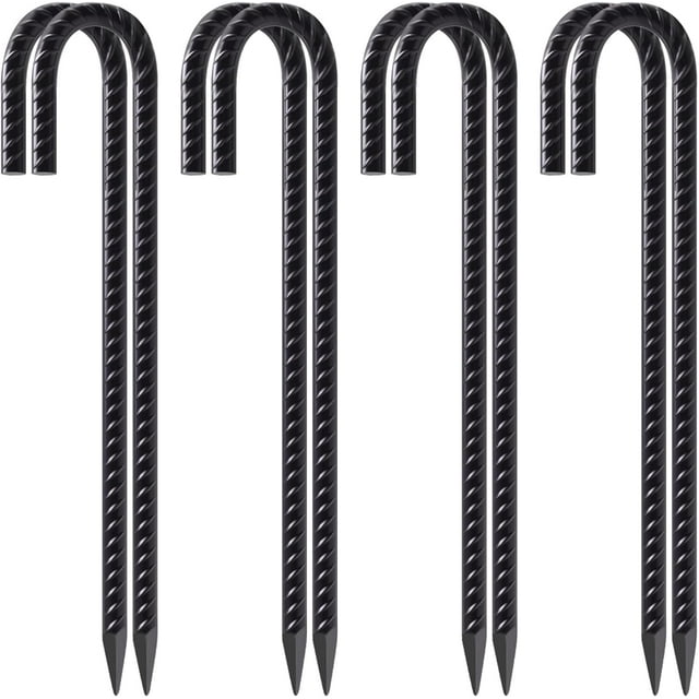 AAGUT Rebar Stakes 12 Inch 8 Pack J Hook Ground Stakes Heavy Duty Fence ...