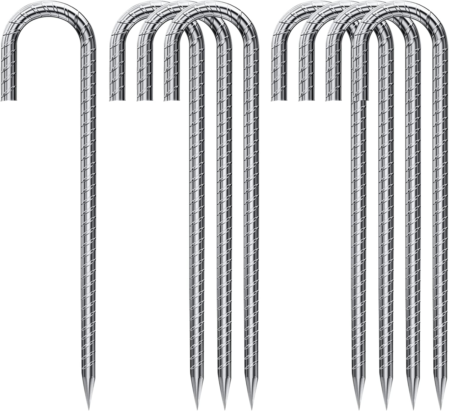 AAGUT 16 Inch 12 Pack Rebar Stakes Heavy Duty J Hook, Ground Stakes ...