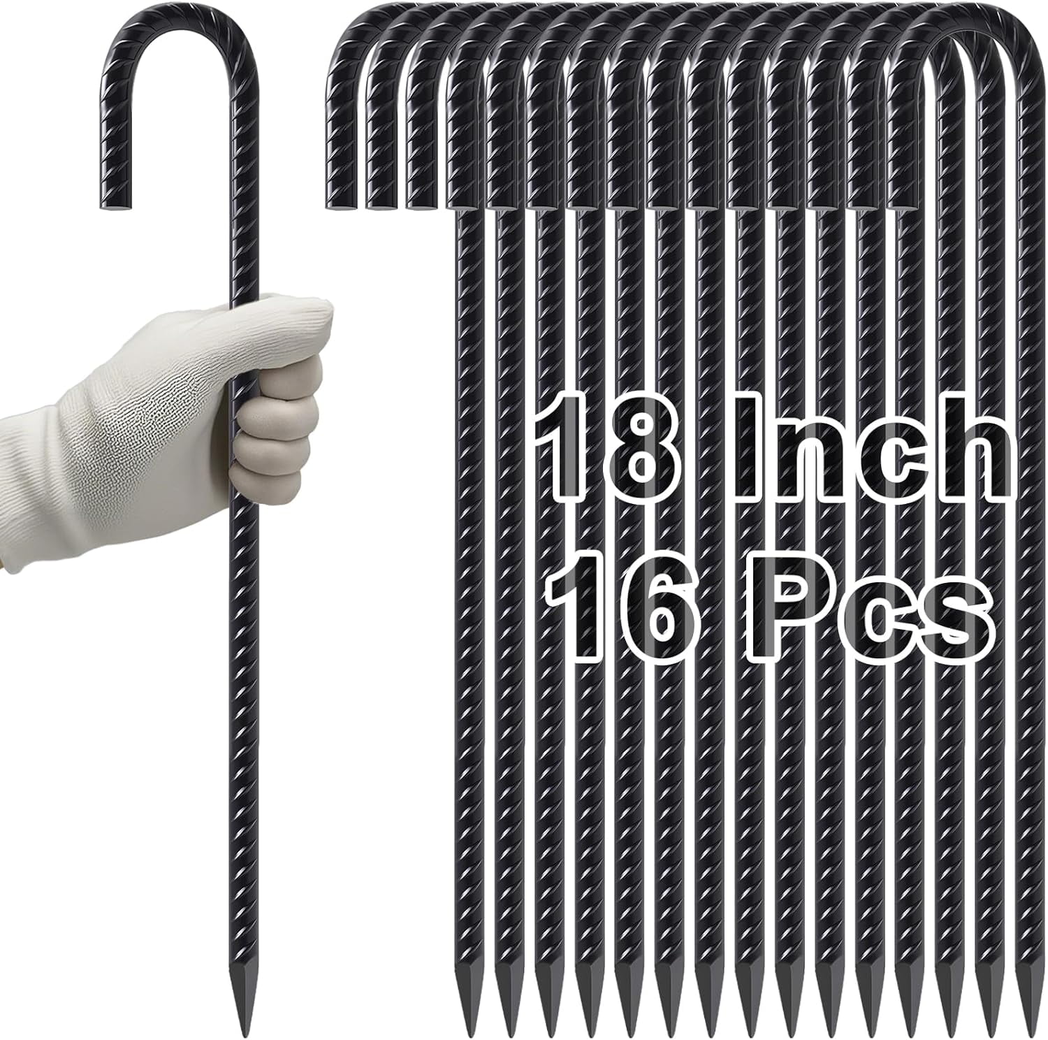 Free Shipping! AAGUT 16 Pack 18 Inch Ground Rebar Stakes, J Hook Extra ...