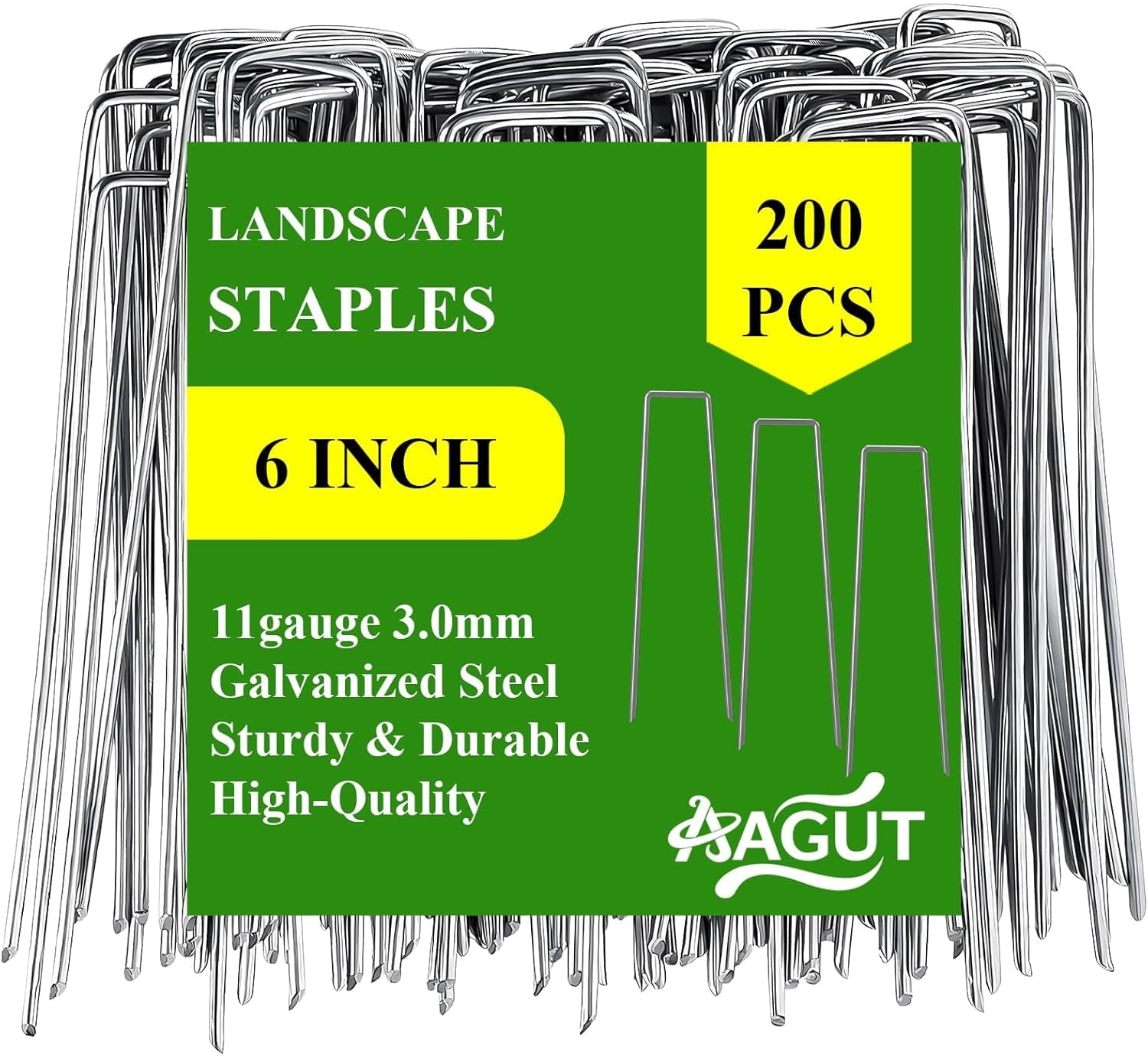 AAGUT 200 Pack 6 Inch Heavy Duty Garden Stakes, Galvanized Landscape ...