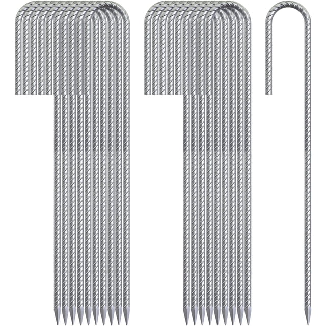 AAGUT 20PCS 12" Rebar Tent Stakes Heavy Duty J Hook Ground Anchors ...