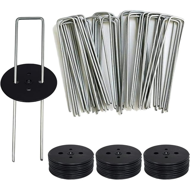 AAGUT 6-Inch Flat Top Landscape Garden Metal Stakes with Gasket Washer ...