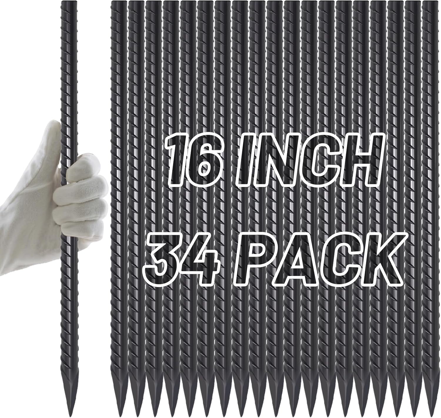 Free Shipping! AAGUT 34 PCS Rebar Stakes 16 inch Heavy Duty Ground ...