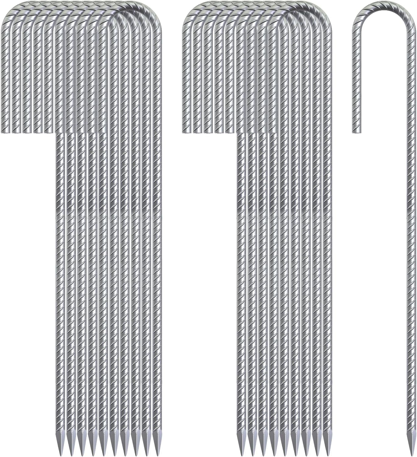 AAGUT 50PCS 12" Rebar Tent Stakes Heavy Duty J Hook Ground Anchors ...