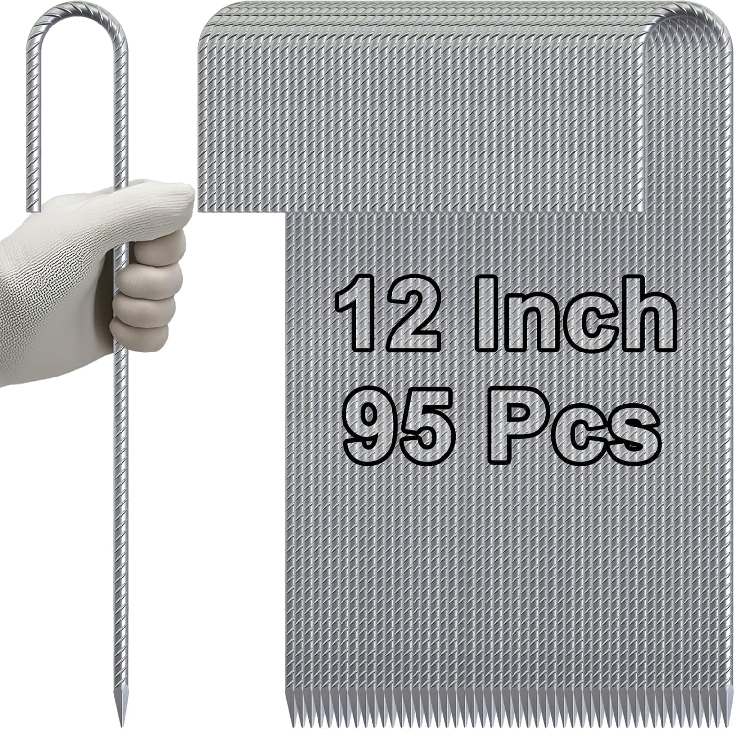 AAGUT Rebar Stakes 12 Inch, 95 Pack Ground Stakes Galvanized Anti-Rust ...