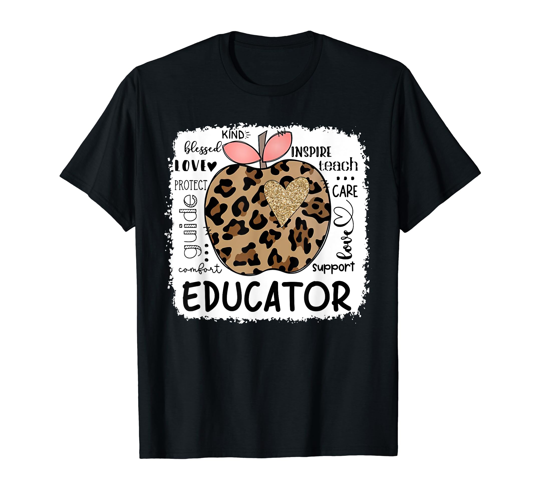 AAKMKYQ Educator Kind Blessed Teach Inspire Love Leopard Appletees ...