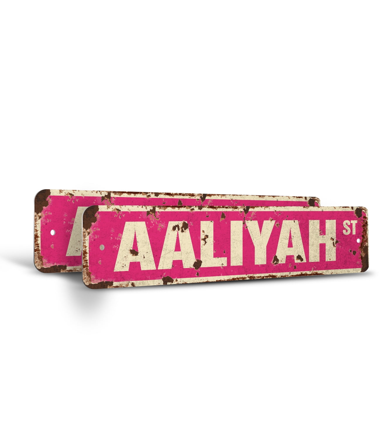 AALIYAH Vintage Style Rustic Street Sign – (2 Pack) Childrens Name Room ...