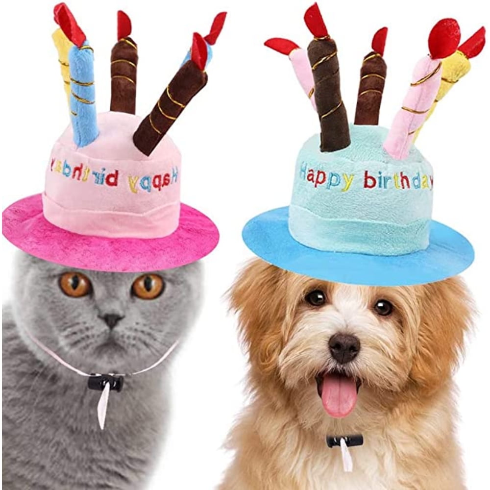 AAOMASSR 2 PCS Birthday Party Hats for Pets, Adorable Plush Cartoon ...