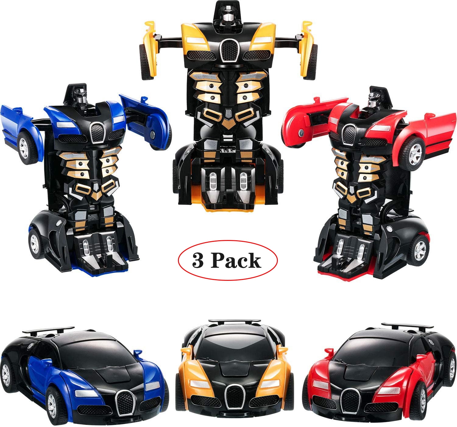 AAOMASSR 3 Pack Robot Car Toy 2 in 1 Deformation Car for Kids Boys ...