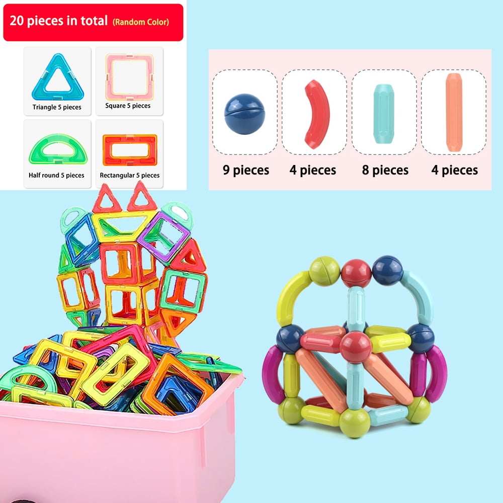 AAOMASSR 45Pcs Children's Magnetic Building Blocks Toys Set-- 20 pieces ...
