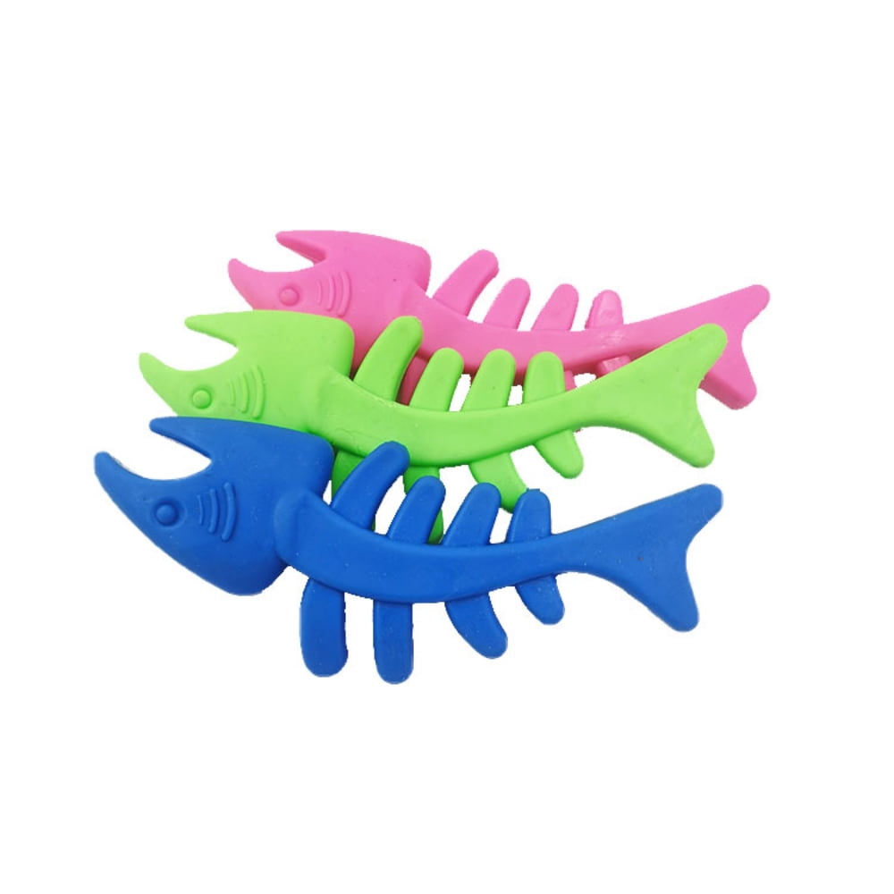 AAOMASSR Cat Fish Bone Toy for Pets - Rubber Dental Teeth Chew Training ...