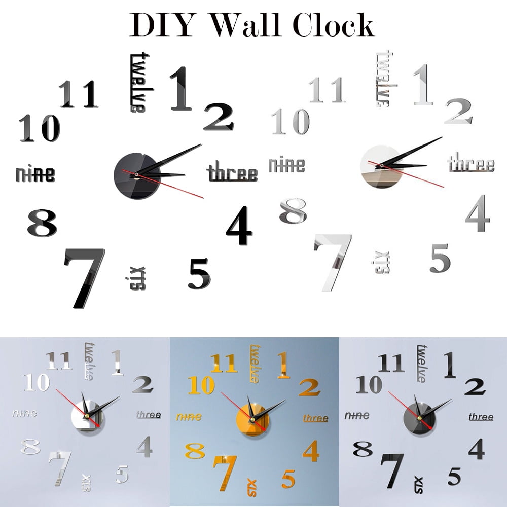 AAOMASSR DIY Wall Acrylic Clock, Modern 3D Wall Clock Mirror Stickers ...