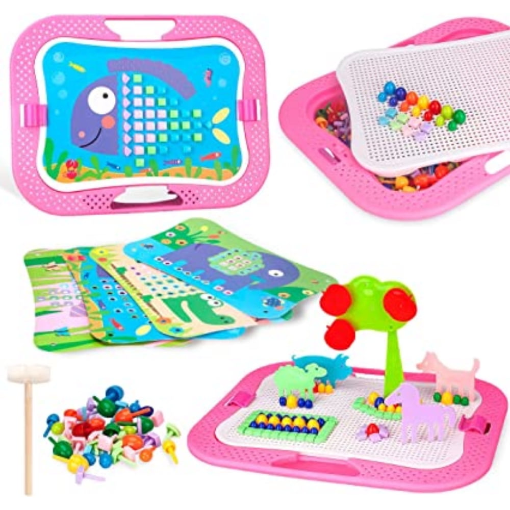 AAOMASSR Jigsaw Puzzles for Kids 268 Pieces Color Mix Mushroom, 3D Plastic Button Art Toys, DIY ...