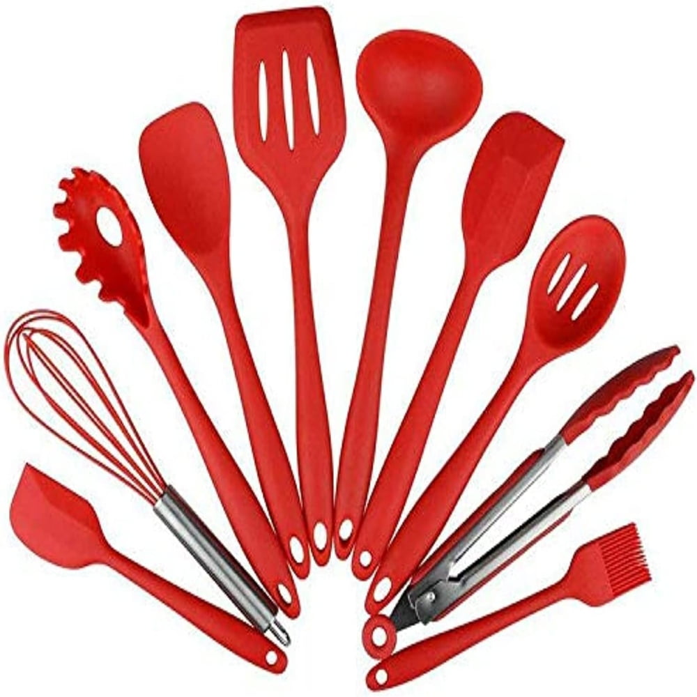 AAOMASSR Kitchen Cooking Utensils,10PCS Kitchen Silicone Utensil,Heat ...