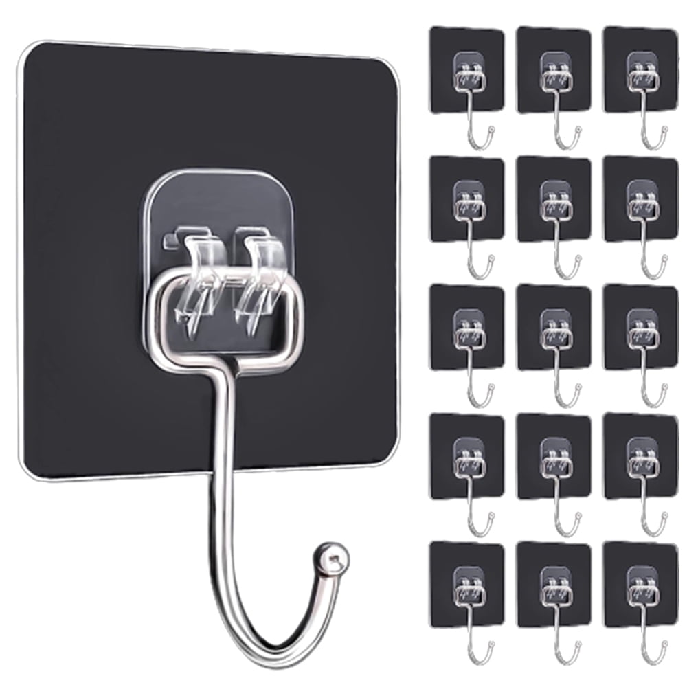 AAOMASSR Large Adhesive Hooks, 16 Pack Heavy Duty Hold Sticky Hooks ...