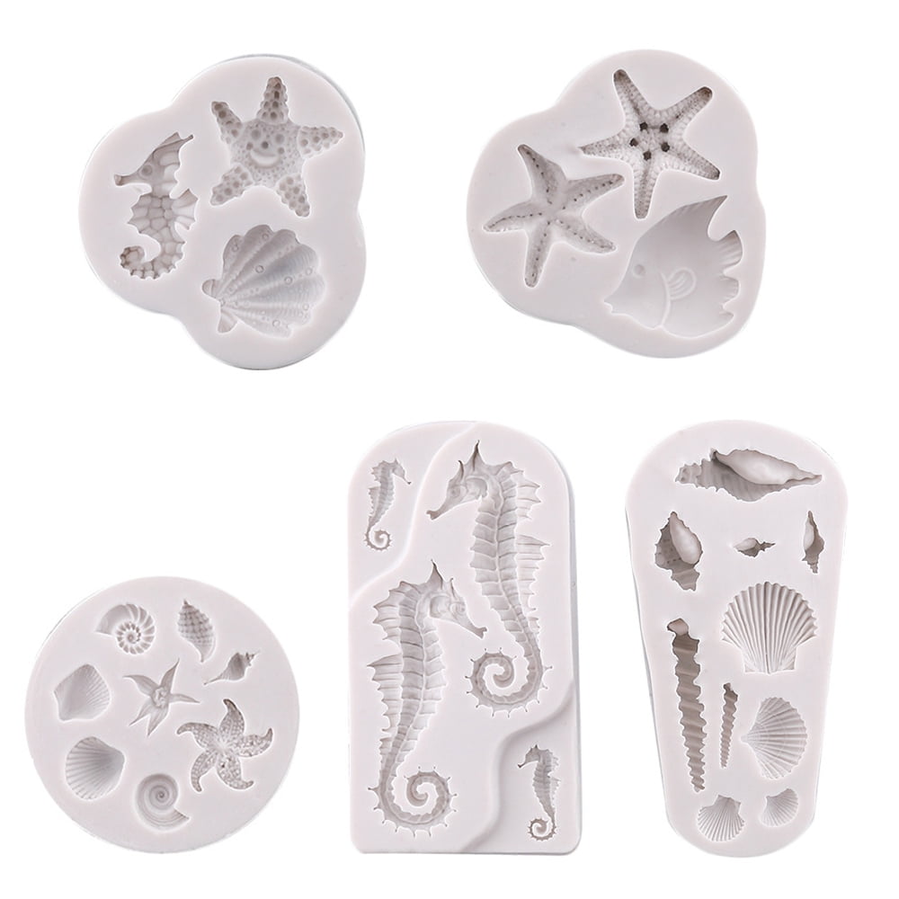 AAOMASSR Marine Theme Cake Fondant Silicone Mold,Seashell, Conch ...