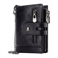 DEFNES Genuine Leather Bifold Wallet for Men with Zippered Security ...
