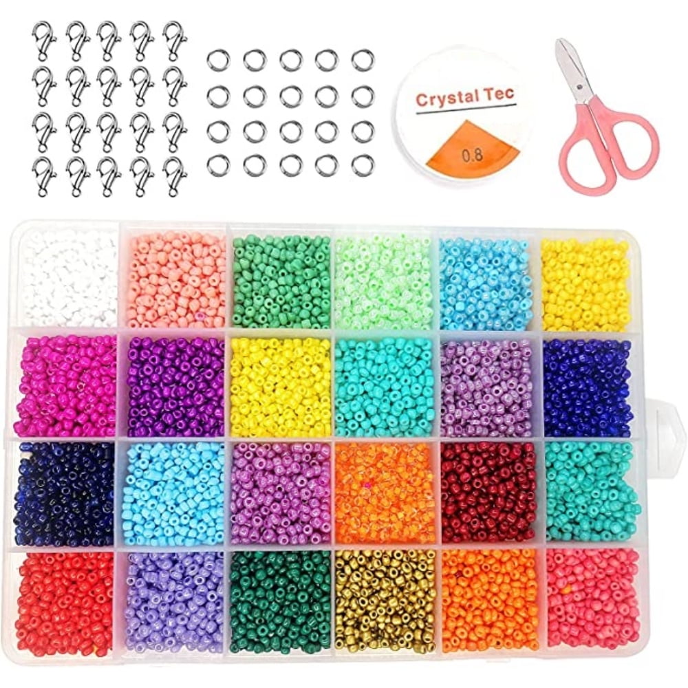 AAOMASSR Pack of 12500 Mini Glass Beads 3 mm Glass Beads for Threading ...