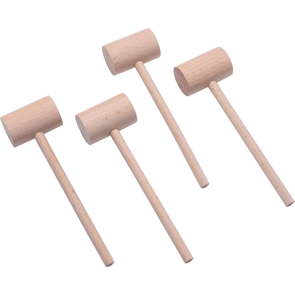 AAOMASSR Set of 4 natural solid beech wood mallets for crab and lobster ...